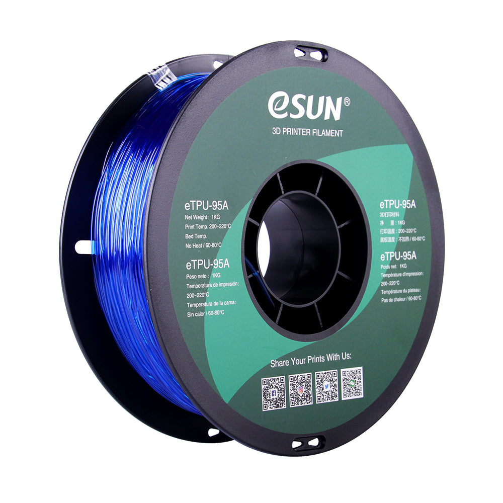 eSUN eTPU-95A Bleu Transparent 1.75 mm 1 kg | eSUN France – Zimple3D